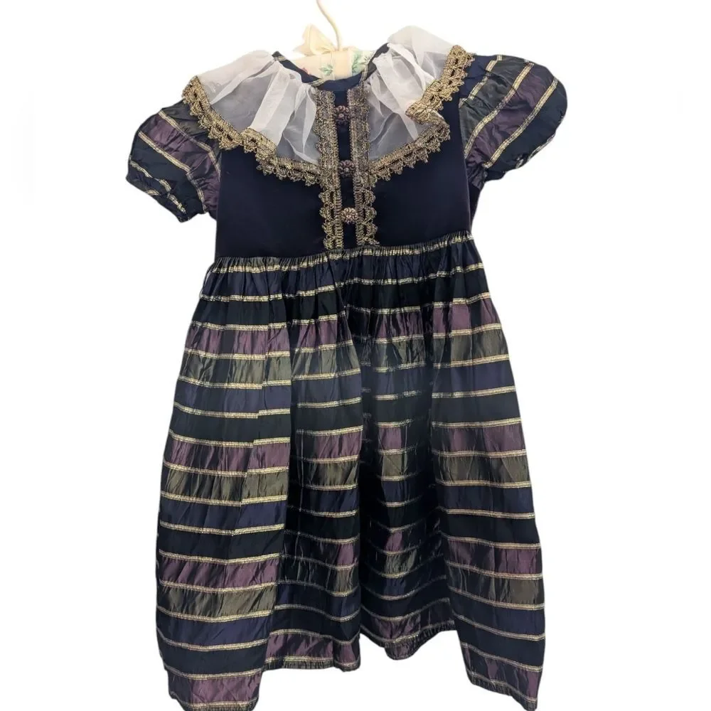 Vintage | Dresses | Vintage Girls Kawalla Purple Gold Satin Velvet ...